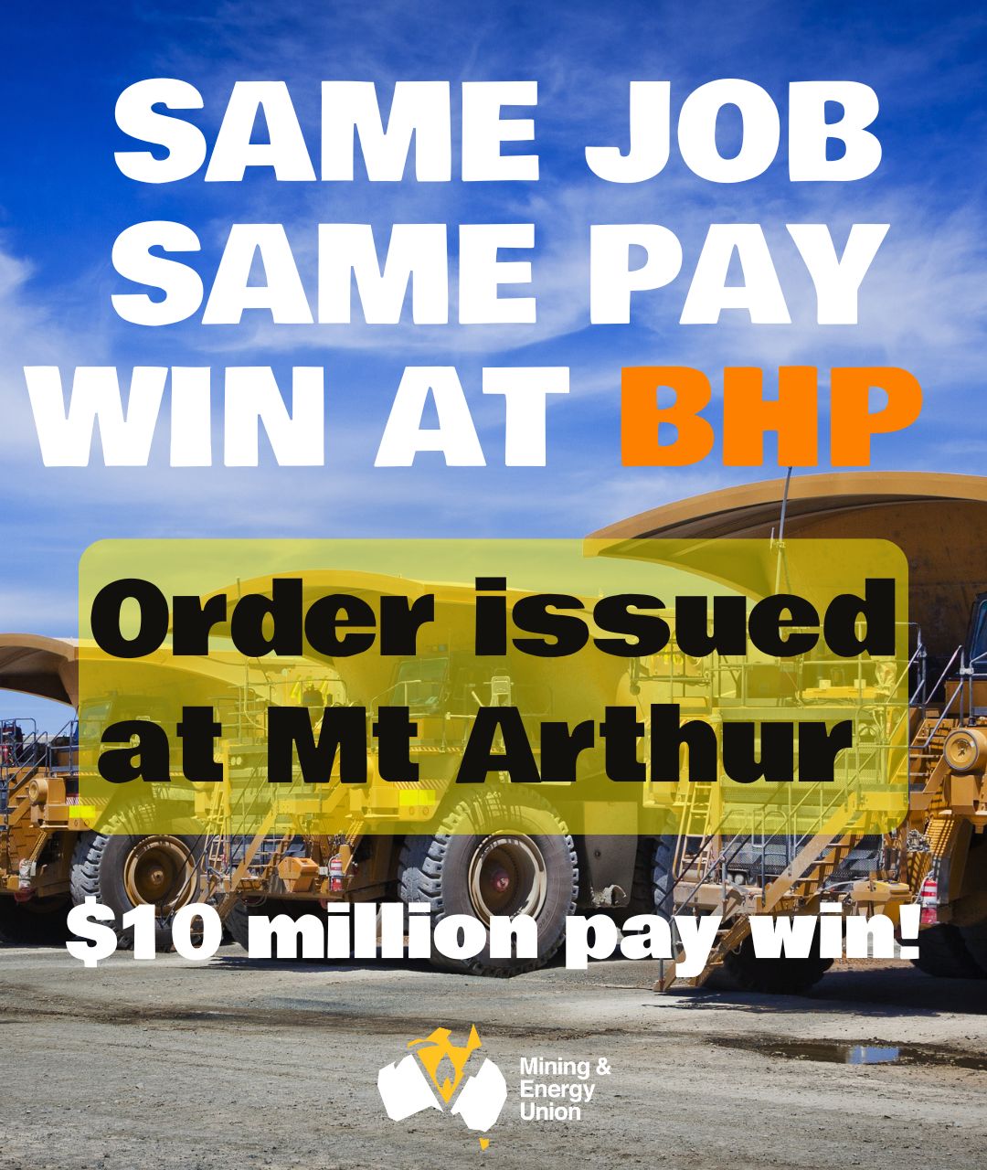 $10 million in pay rises: historic Same Job Same Pay win at BHP’s Mt ...